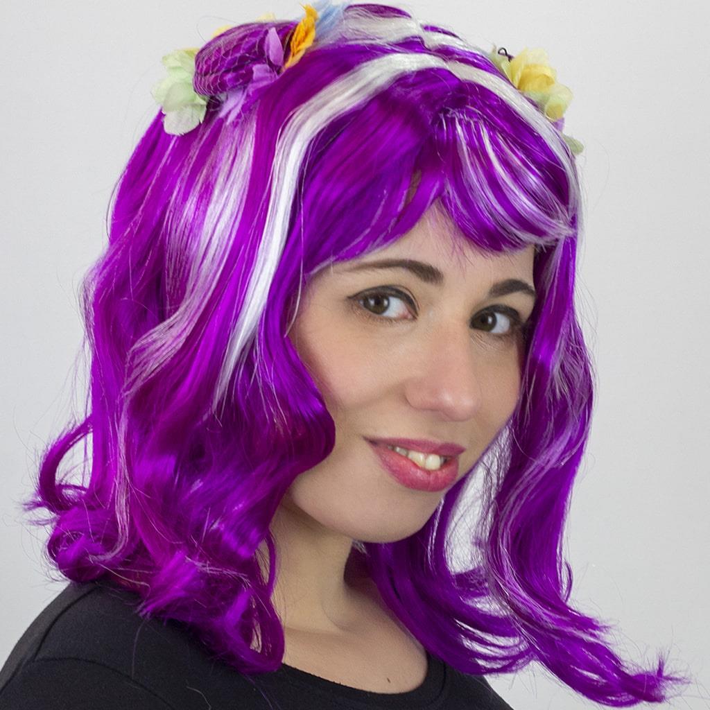 Peruca Roxa Com Madeixas Brancas Criança | Misterius.pt